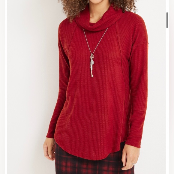 Maurices | Tops | Nwt Xl Wayside Solid Waffle Cowl Neck Top In Rebel Red | Poshmark